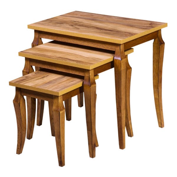Wooden Nesting Table Set 3piece Set, Oak | TACC