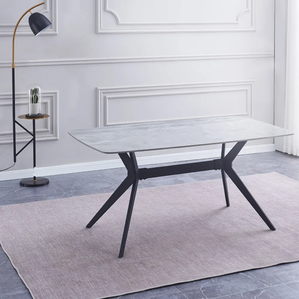 Dining Table; (220x110x77cm) + 8 Side Chairs, White | TACC
