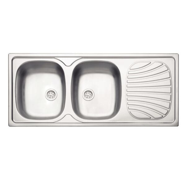 Stainless Steel Inset Kitchen Sink: Double Bowl/Single Drain, (116x50 ...